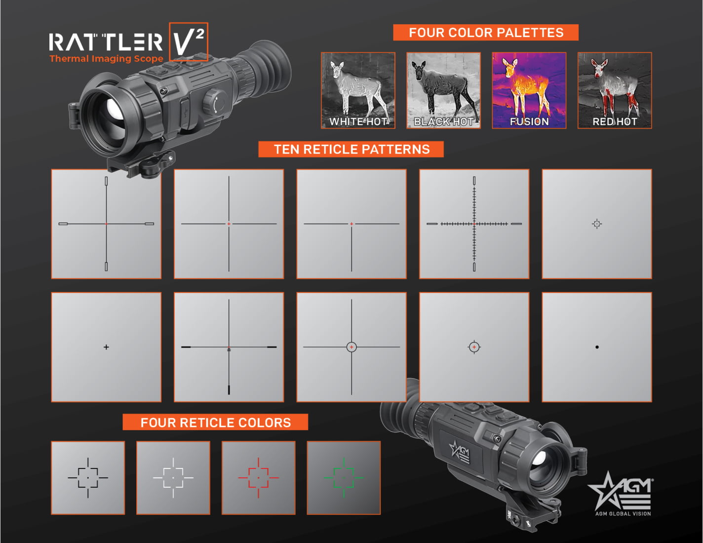 AGM Global Vision RattlerV2 25-384 25mm Thermal Imaging Rifle Scope ...
