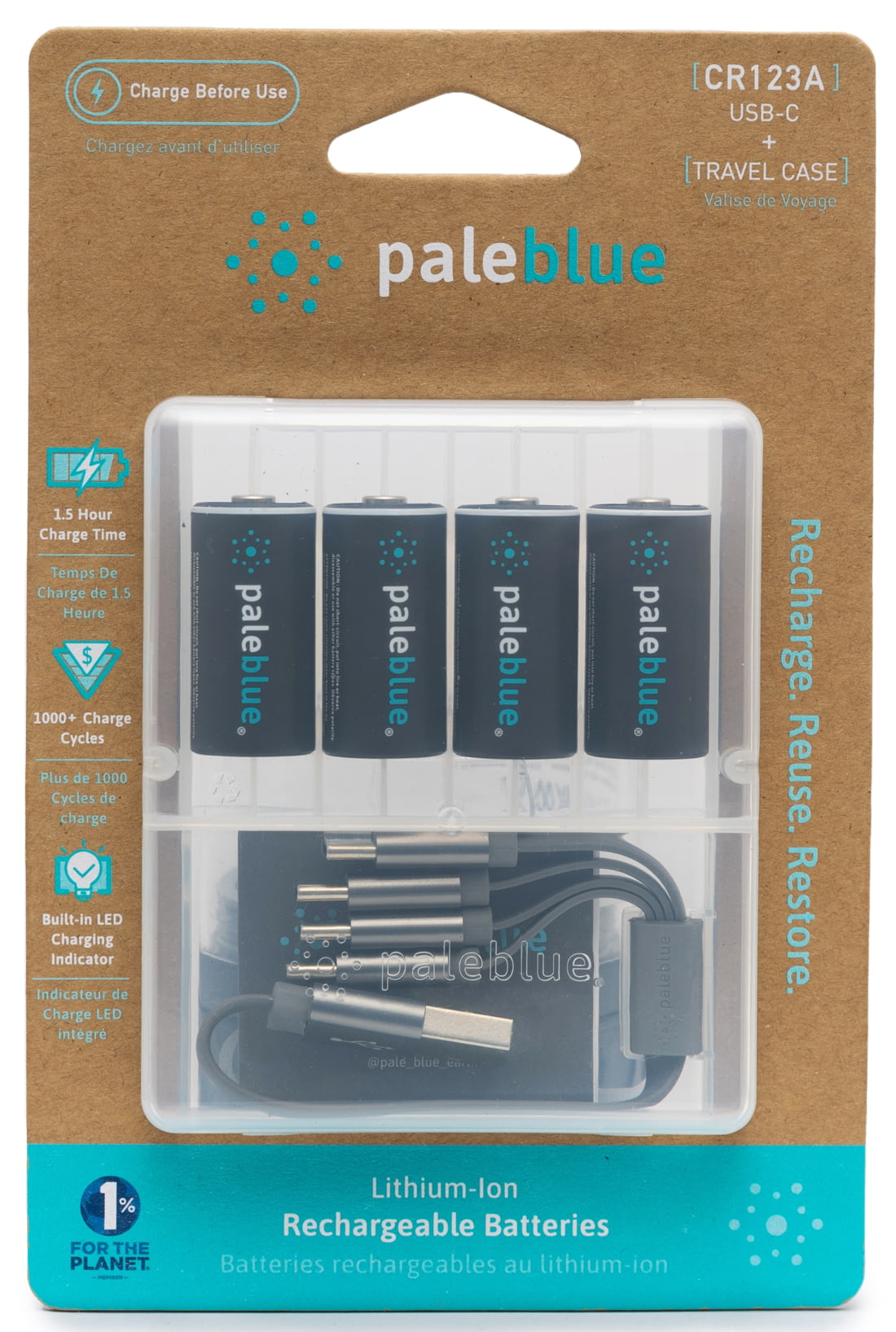 Pale Blue Earth CR123 Rechargeable Lithium Ion Batteries . Pale Blue ...